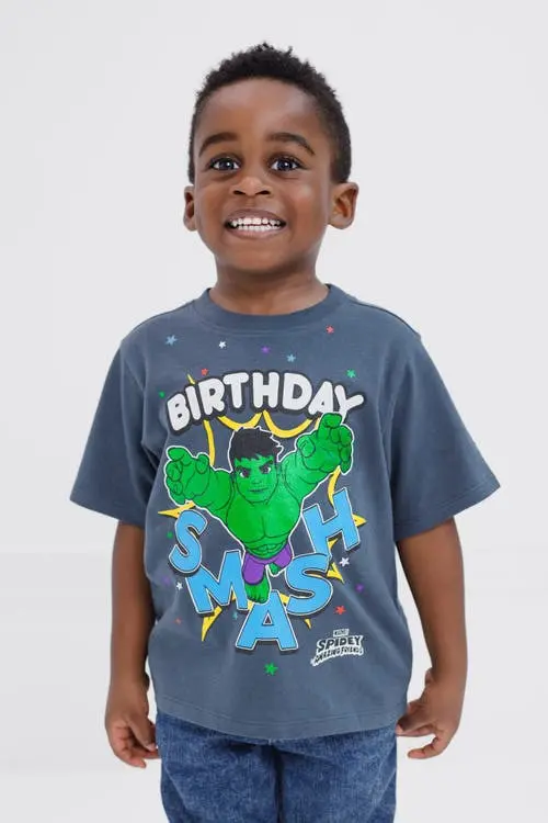 MARVEL Spider-man Birthday T-shirt - Dark Gray/ Hulk