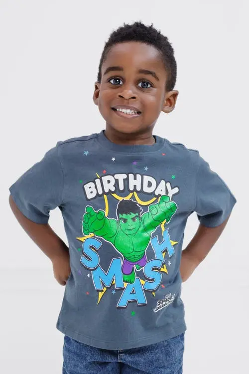 MARVEL Spider-man Birthday T-shirt - Dark Gray/ Hulk