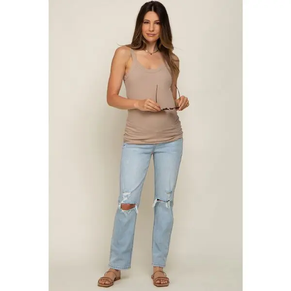 PINKBLUSH Maternity Distressed Knee Jeans - Light Blue