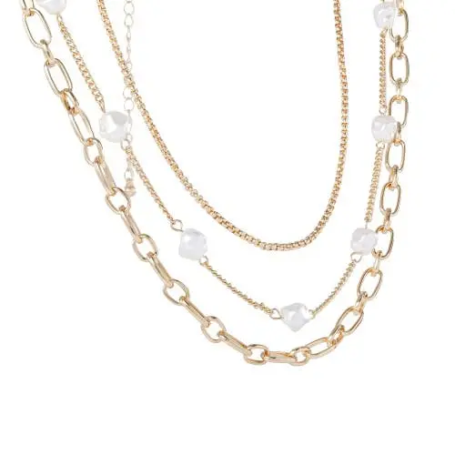 Bcbgmaxazria Layered Pearl Drop Chain Necklace