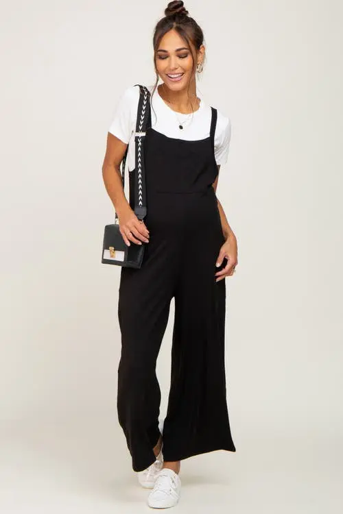 PINKBLUSH Sleeveless Wide Leg Maternity Jumpsuit - Black