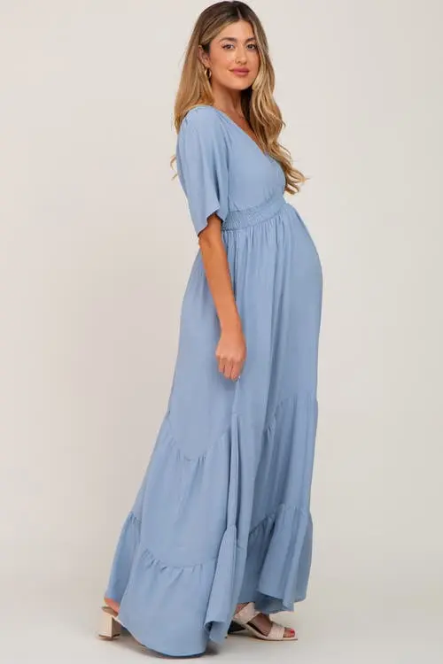 PINKBLUSH Deep V-neck Maxi Dress