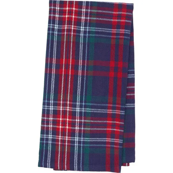 C&F HOME Douglas Blue & Plaid Handwoven Cotton Dishtowel - Red