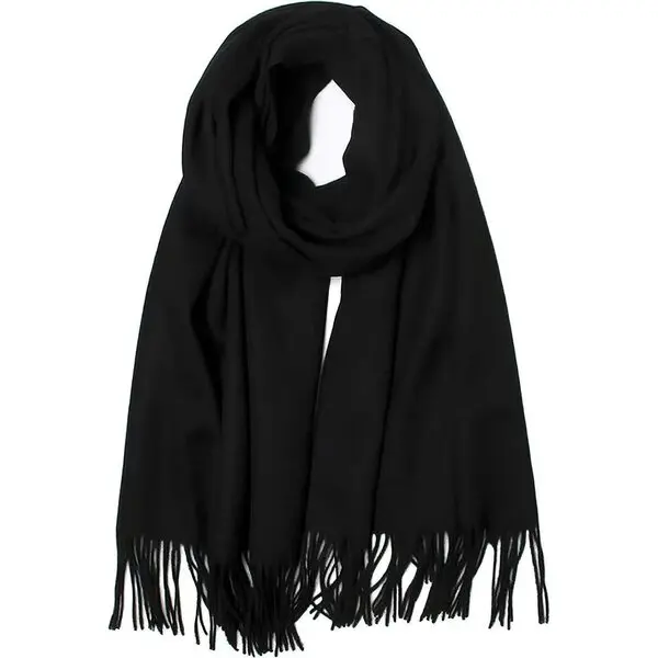 SILKSILKY Pure Wool Scarf Shawl - Black