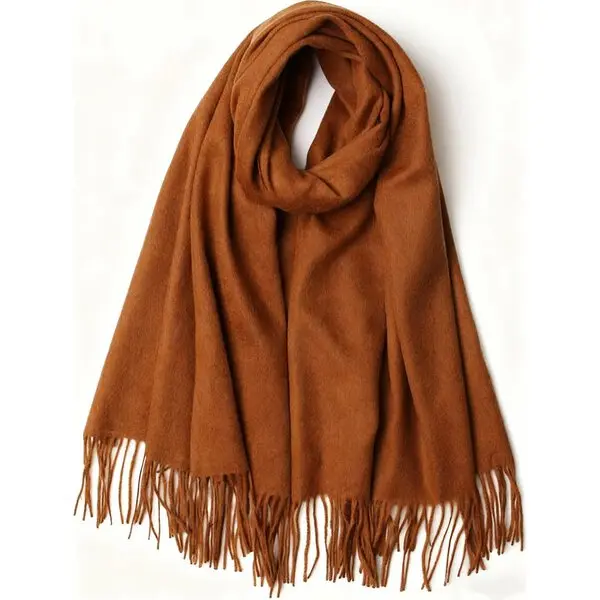 SILKSILKY Pure Wool Scarf Shawl - Brown