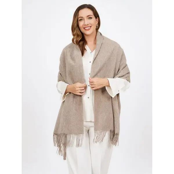 SILKSILKY Pure Wool Scarf Shawl - Dark Khaki