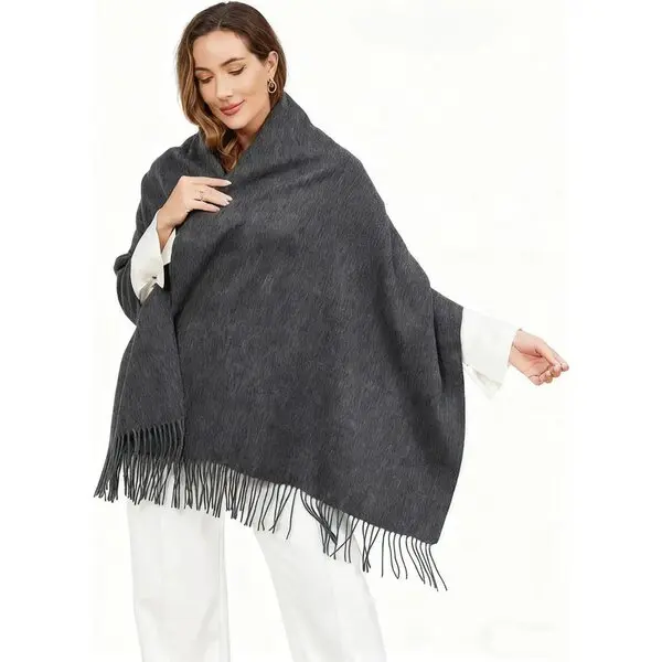 SILKSILKY Pure Wool Scarf Shawl - Darkgray