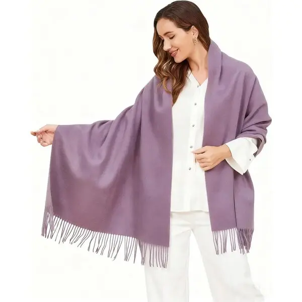 SILKSILKY Pure Wool Scarf Shawl - Grape