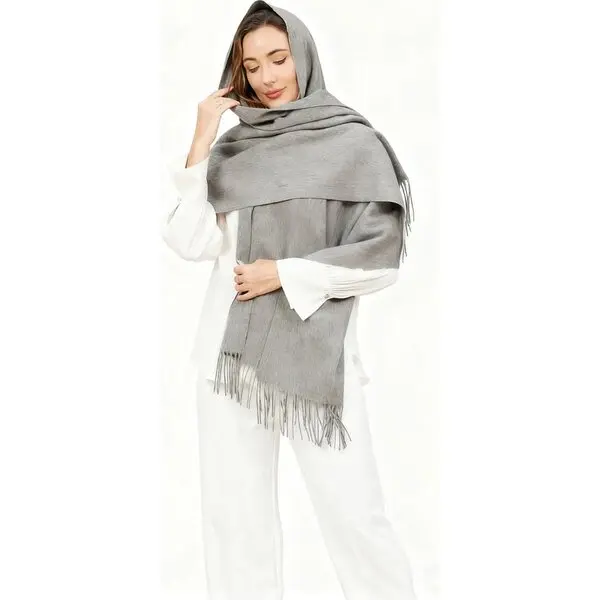 SILKSILKY Pure Wool Scarf Shawl - Gray