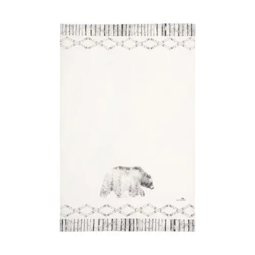 C&F HOME Bear In Forest Printed 100% Cotton Guest Dishtowel - White