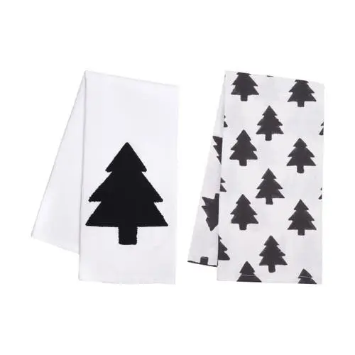 CAROL & FRANK Black And Forest Towel Set Of 2 - White