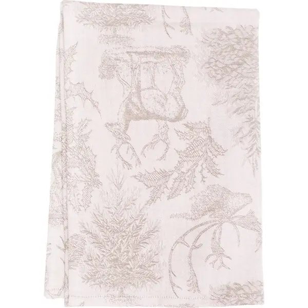 C&F HOME Jacquard Stag Clay Cotton Woven Kitchen Towel - White