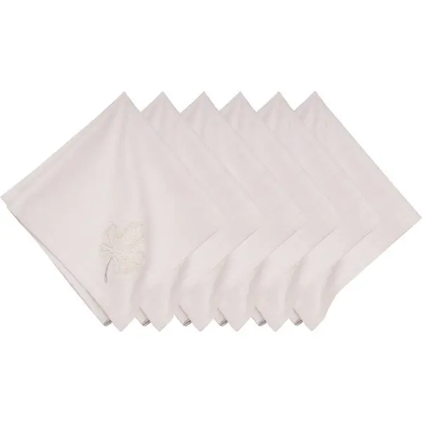 C&F HOME Neutral Maple Leaves Napkins Set Of 6 - White