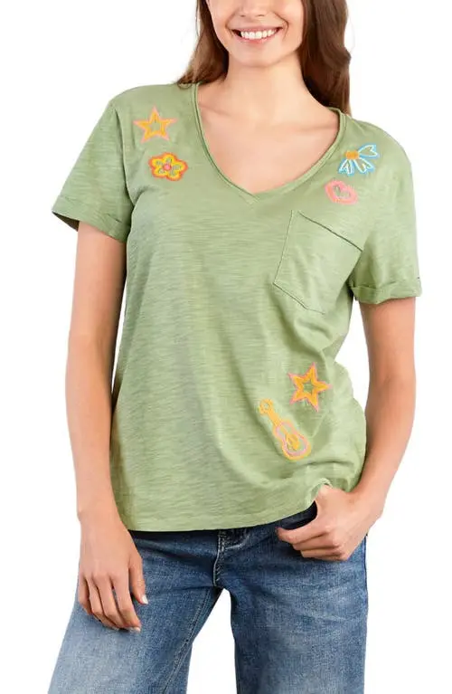 BILLY T Cotton Slub Paradise V-neck T-shirt - Sage