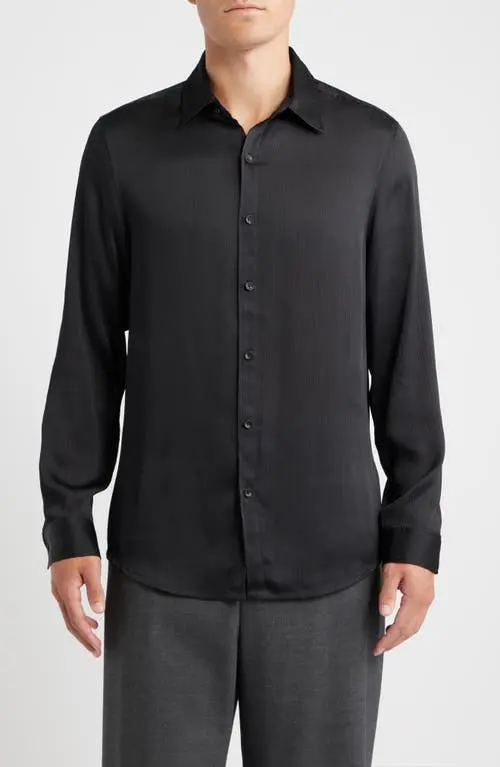 OPEN EDIT Black Satin Button-up Shirt