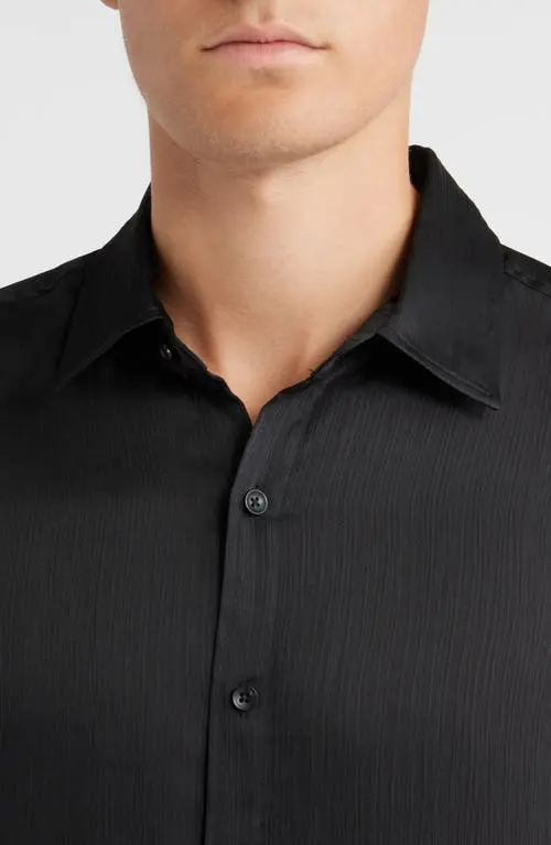 OPEN EDIT Black Satin Button-up Shirt