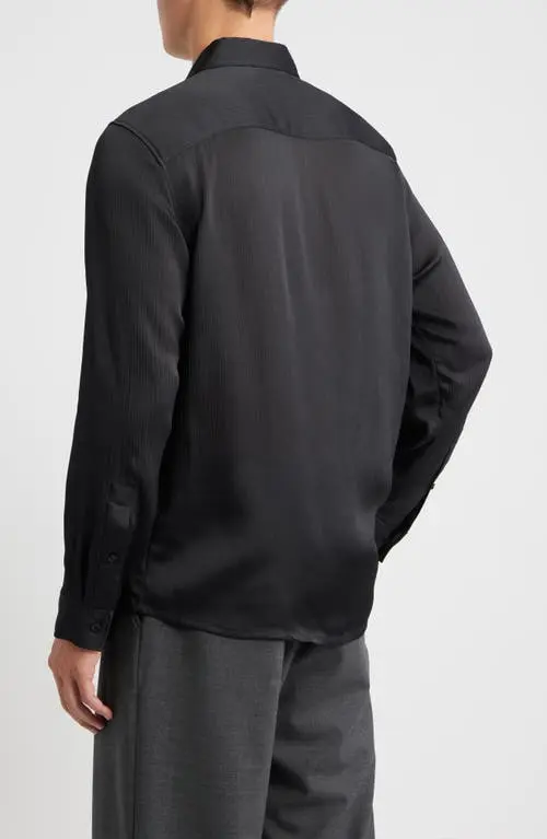 OPEN EDIT Black Satin Button-up Shirt