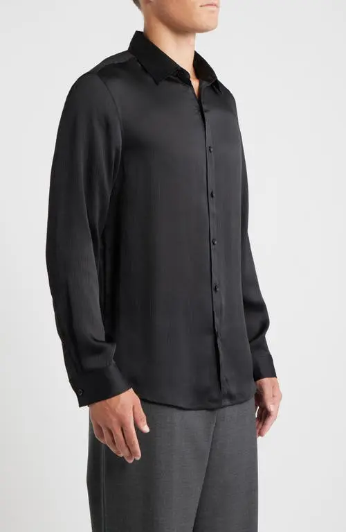 OPEN EDIT Black Satin Button-up Shirt