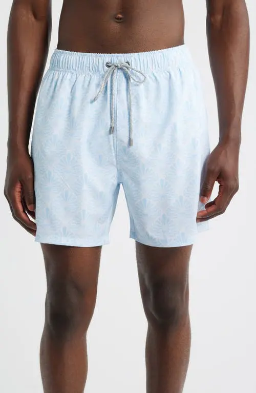 VINTAGE SUMMER Floral Water Repellent Stretch Swim Trunks - Light Blue