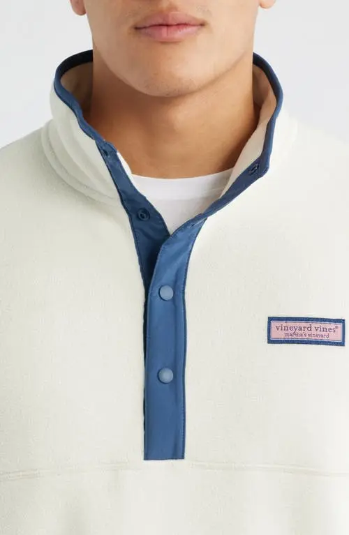 Vineyard Vines Harbor Fleece Snap Placket Pullover - Stone