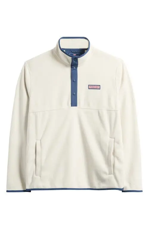 Vineyard Vines Harbor Fleece Snap Placket Pullover - Stone