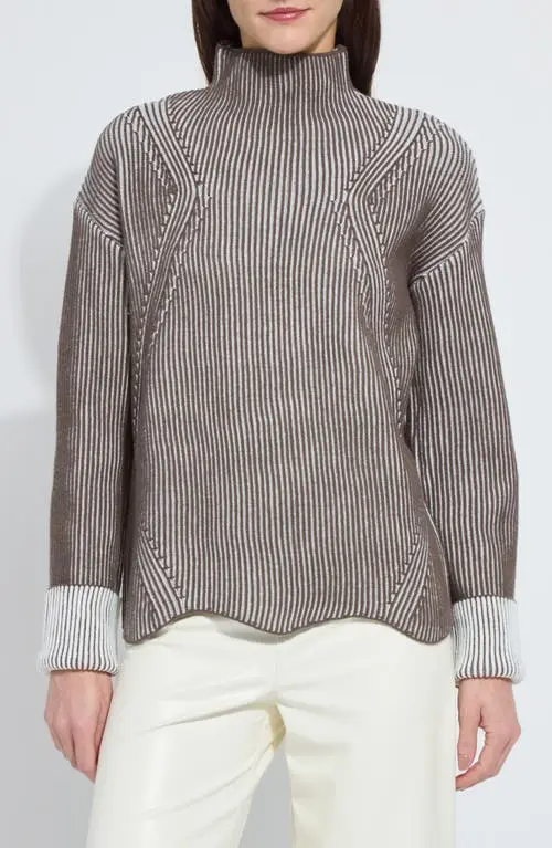 Lyssé Hyacinth Ribbed Sweater - Americano/snow White