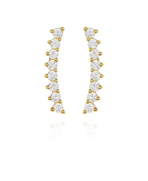 Vince Camuto Cubic Zirconia Ear Climbers - 14k Gold Plated