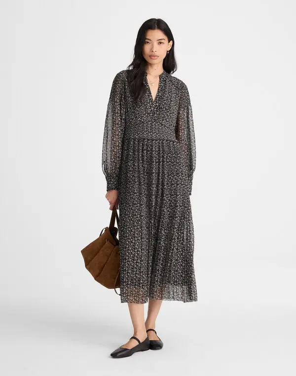 Women's Pleated Puff-Sleeve Maxi Dress in Floral - Size 2 | Madewell
