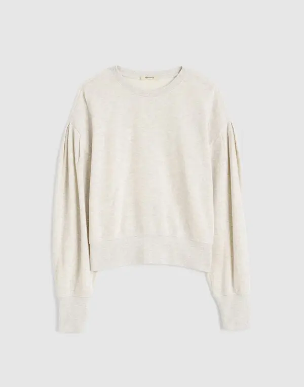 Madewell Double-faced Puff-sleeve Sweatshirt - Heather Vintage Ivory