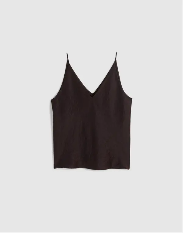 Madewell V-neck Satin Cami - Black Walnut