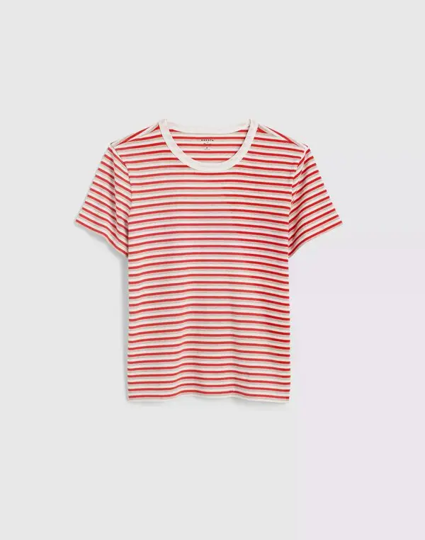 Madewell Dakota Perfect Crewneck Tee - Red Stripe
