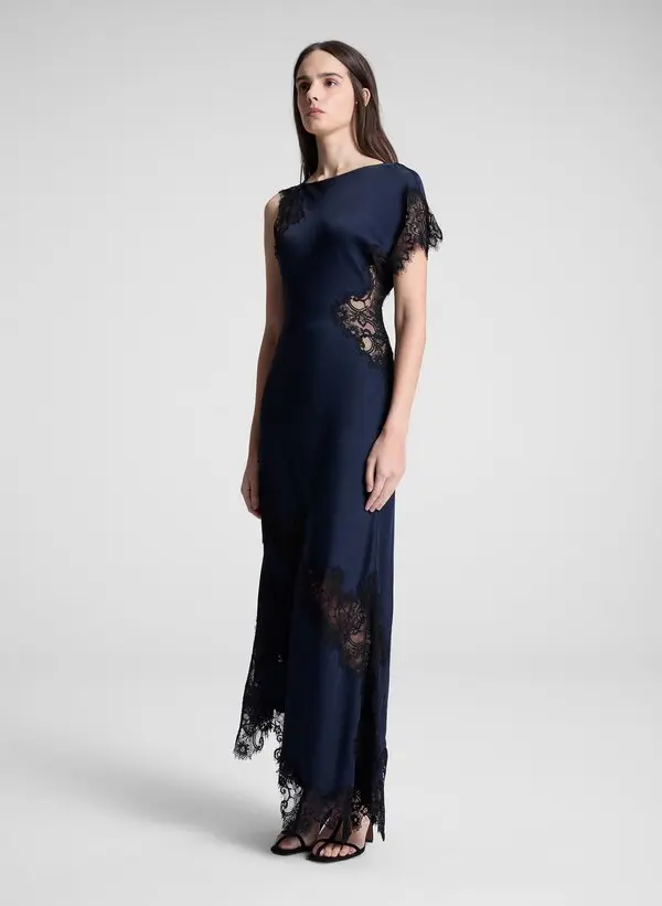 knee length dresses for ladies ALC Women's Alessia Satin + Lace Maxi Dress main image 1