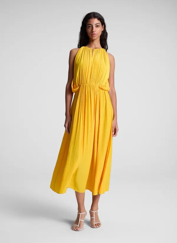 halter neck dress plus size Plus Size Halter Style Ruched Maxi Dress in Green