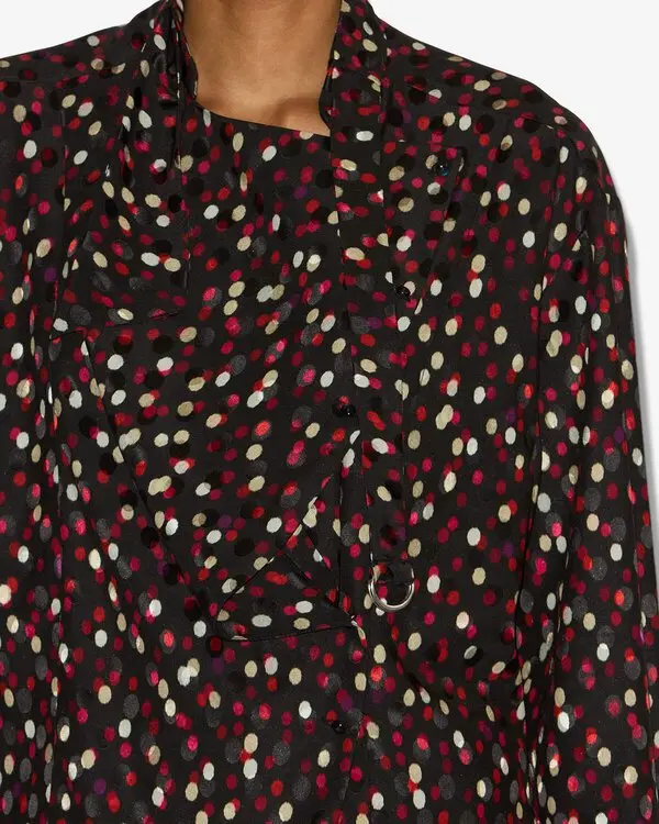 Isabel Marant Emany Polka Dot Print Top - Black/red