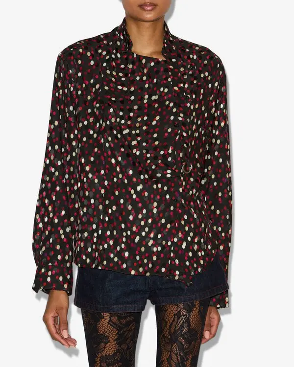 Isabel Marant Emany Polka Dot Print Top - Black/red