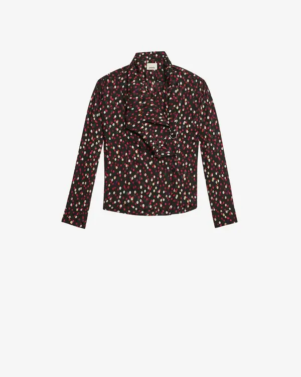 Isabel Marant Emany Polka Dot Silk Blouse - Black/red