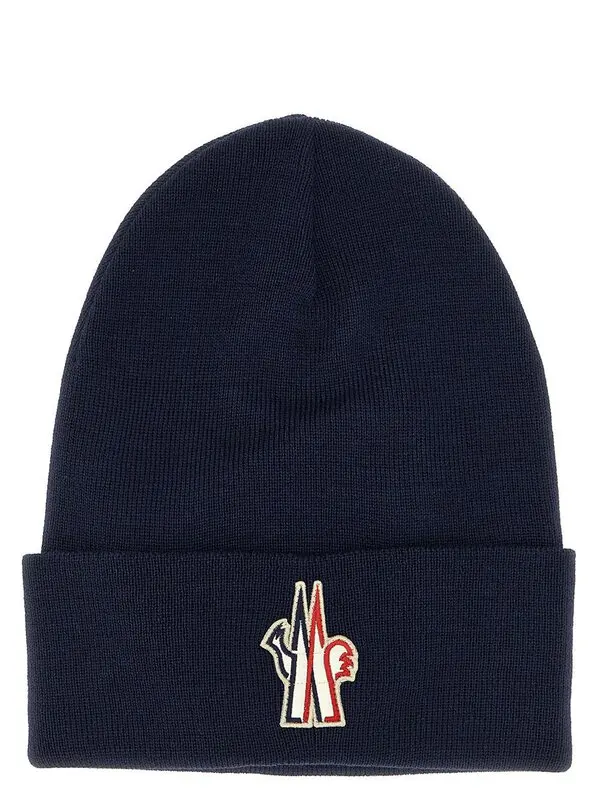 Moncler Logo Patch Beanie - Blue