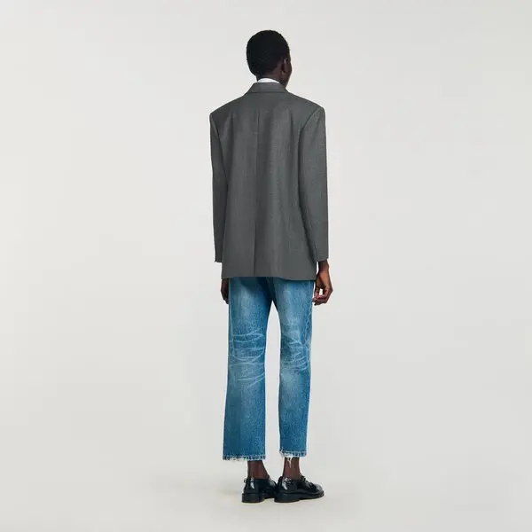 Sandro Suit Jacket With Lapel Collar - Light Grey