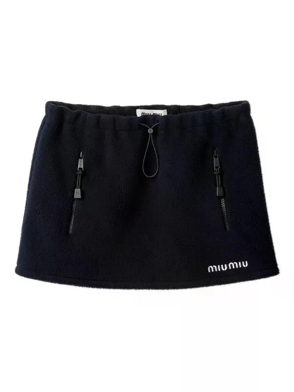 Miu Miu Fleece Mini Skirt With Drawstring And Zip Pockets