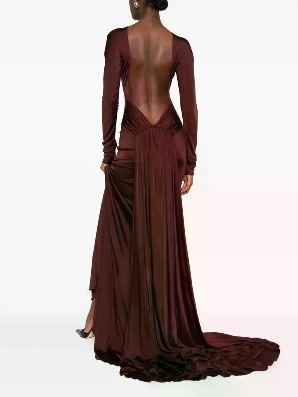 David Koma Long-sleeve Open-back Dress
