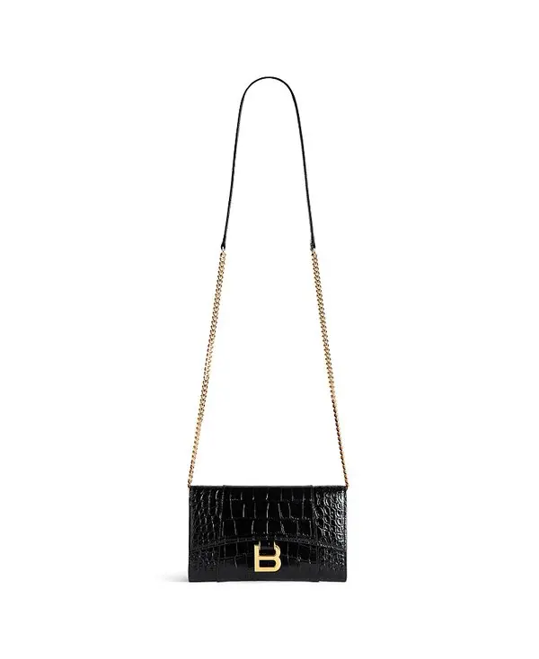 Balenciaga Hourglass Wallet On Chain - Black