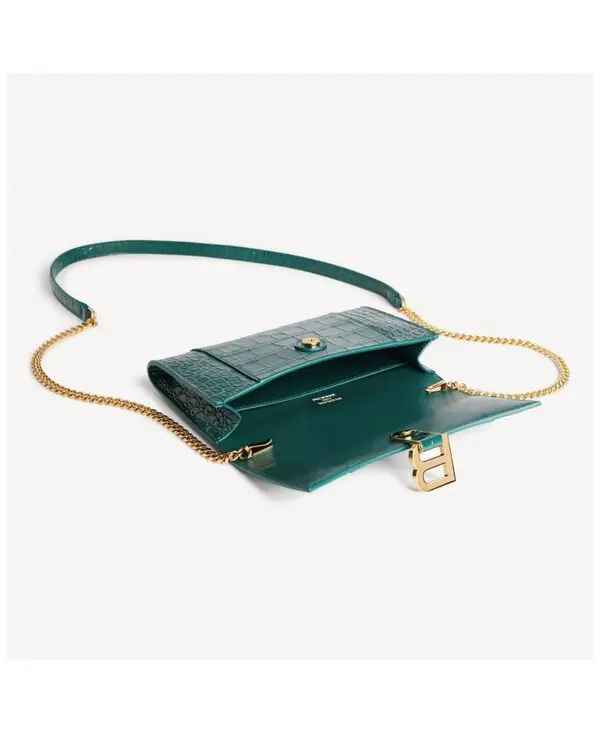Balenciaga Hourglass Wallet On Chain - Dark Emerald