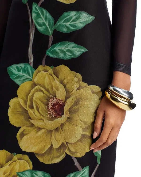 Aqua Mesh Floral Midi Dress In Navy Multi - 65% Off | Editorialist