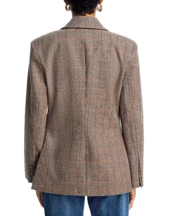Aqua Button-front Plaid Blazer
