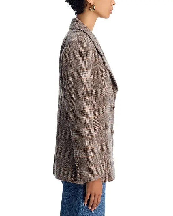 Aqua Button-front Plaid Blazer