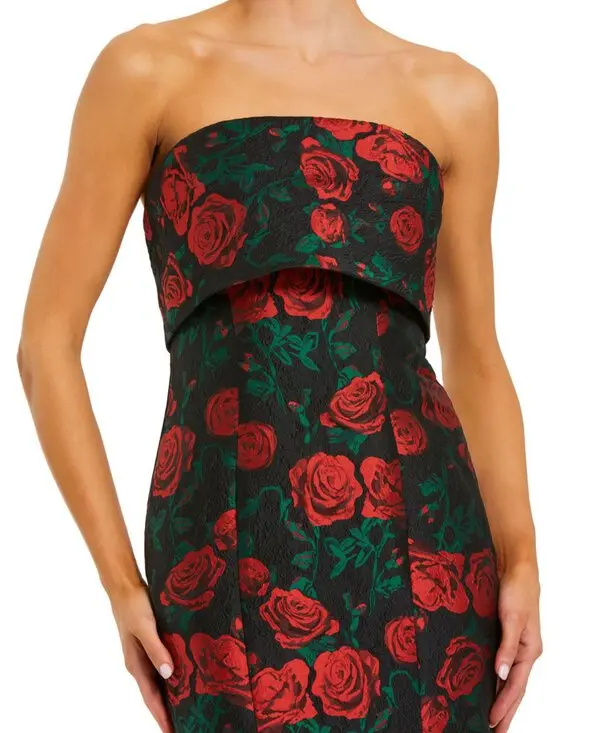 Mac Duggal Ieena Strapless Floral Brocade Mermaid Gown
