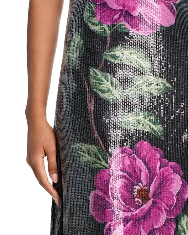 Aqua Sequin Floral Midi Dress In Black Multi - 72% Off | Editorialist