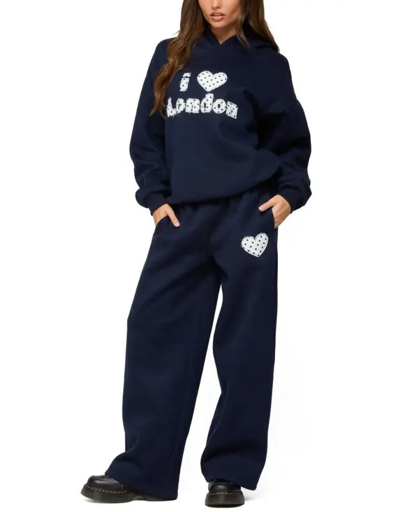 EDIKTED I Heart London Sweatpants - Navy