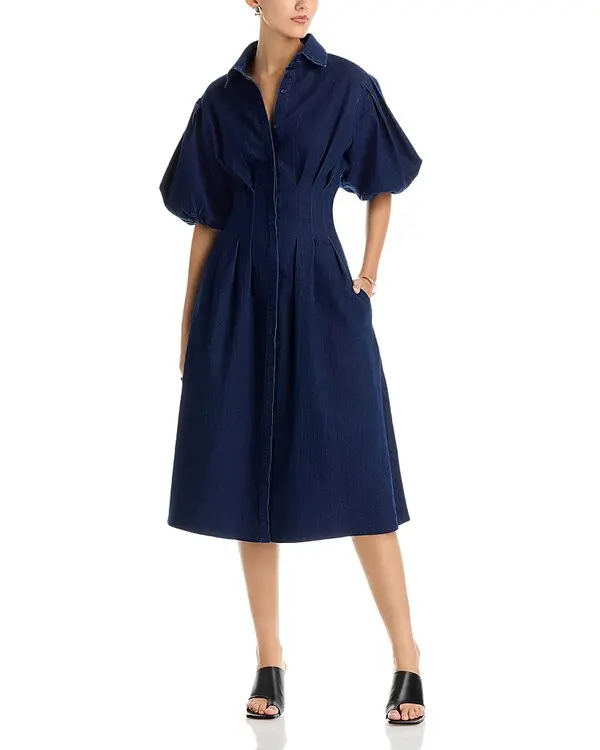 Aqua Denim Midi Shirt Dress