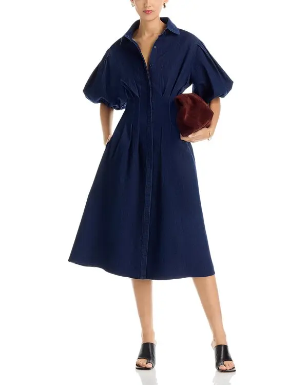 Aqua Denim Midi Shirt Dress